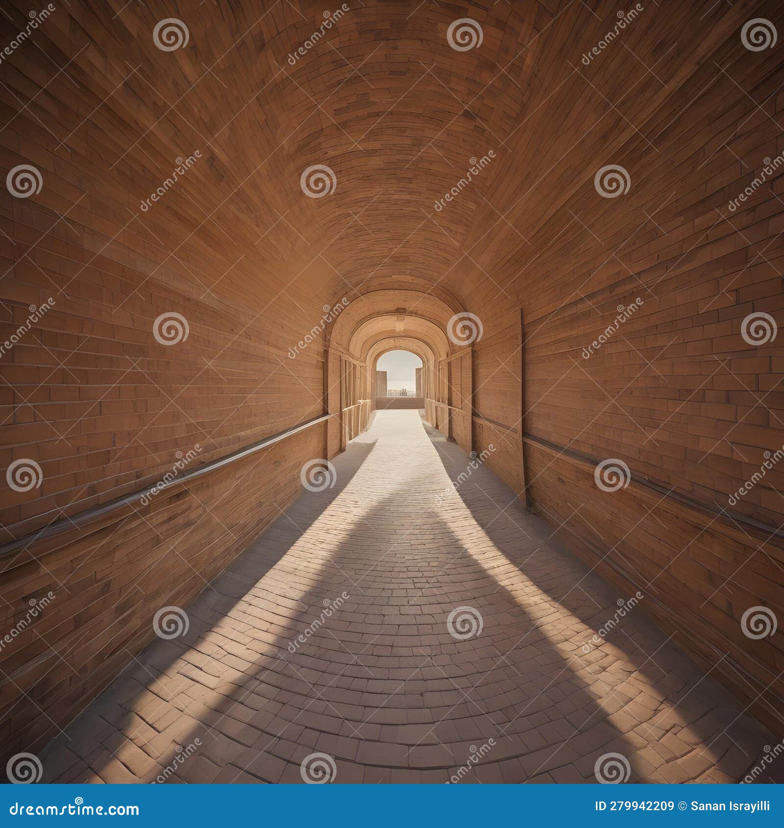 Long Corridor in the Tunnel. Perspective View Stock Illustration ...