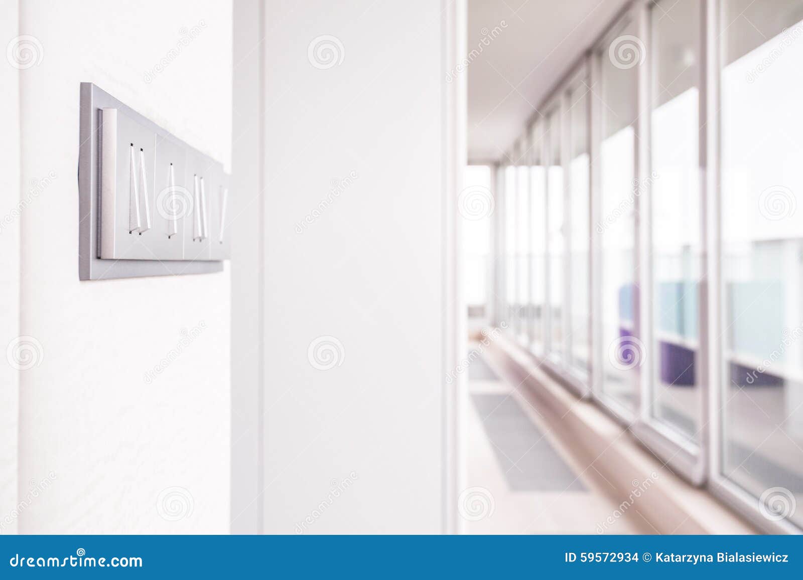 Long Corridor with Window Wall Stock Photo - Image of corridor, design ...