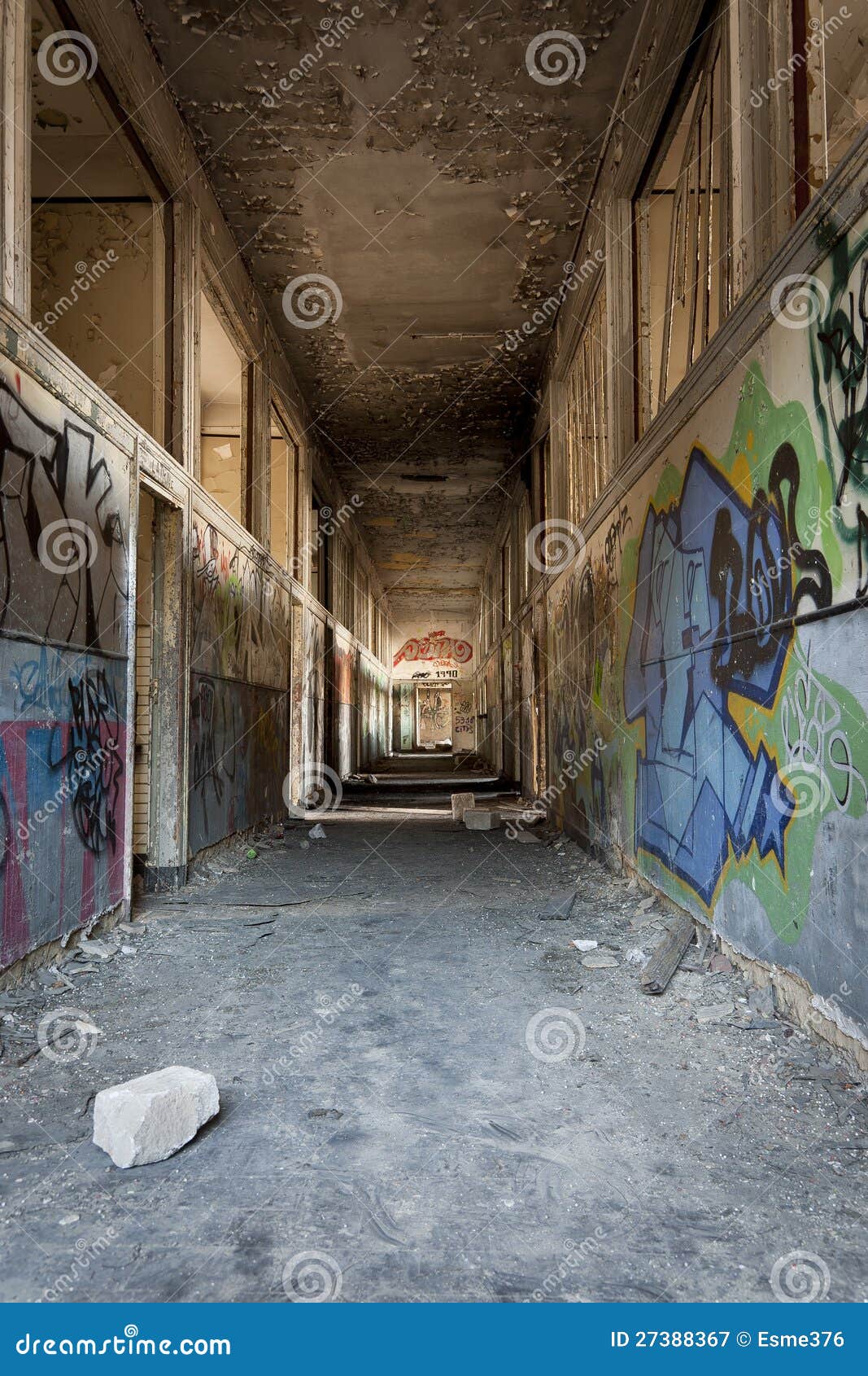 Long creepy hallway stock image. Image of hallway, filthy - 27388367