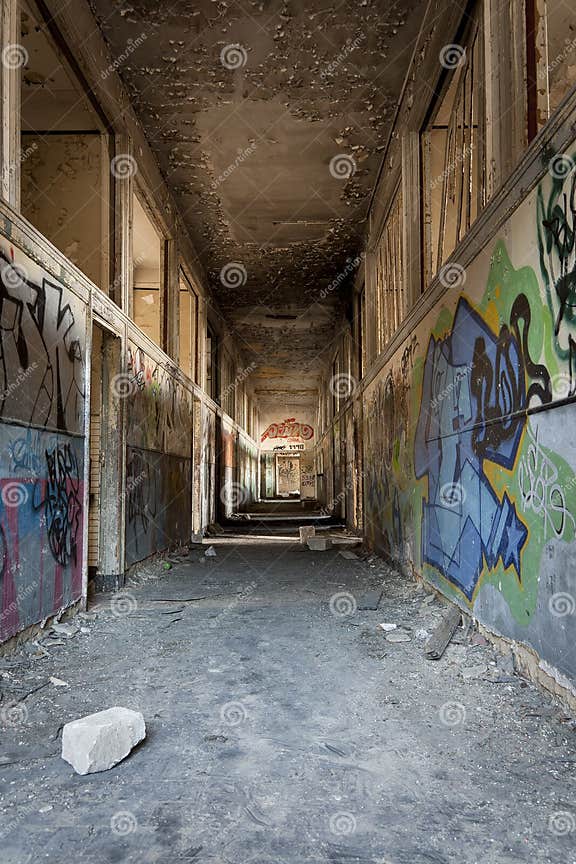 Long creepy hallway stock image. Image of hallway, filthy - 27388367