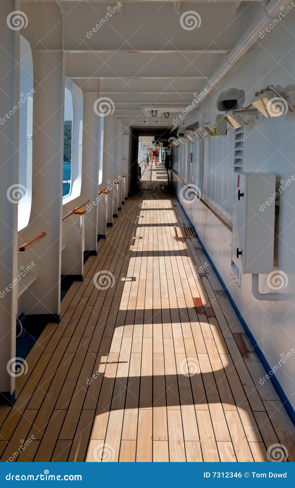 Long Cruise Ship Deck Corridor Stock Photo - Image of covered, platform ...