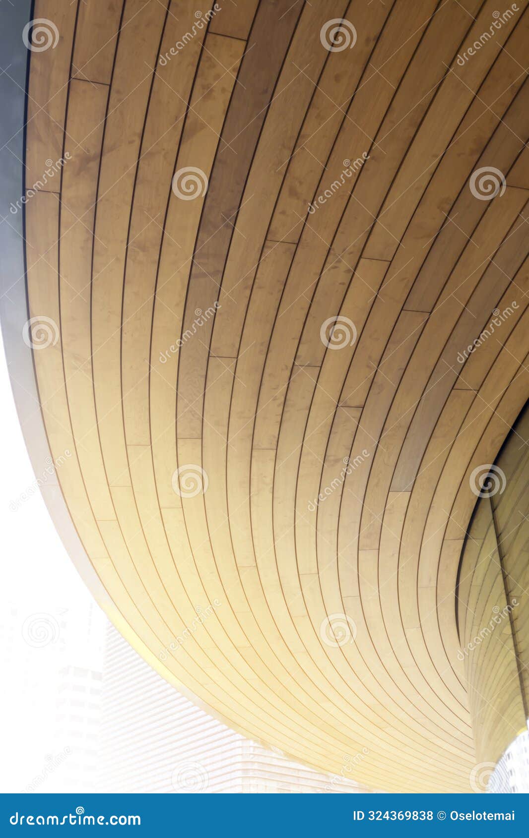 Long Curved Wooden Ceiling in Interior and Exterior Decoration Stock ...