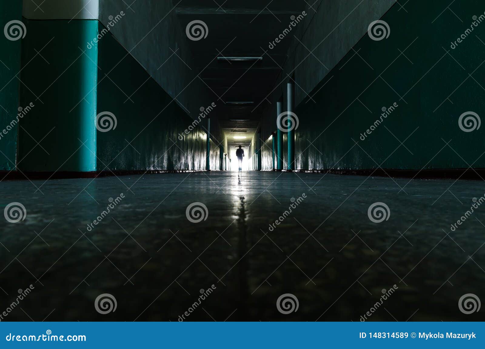 Long Dark Corridor As the Path To Infinity with the Human Body at the ...
