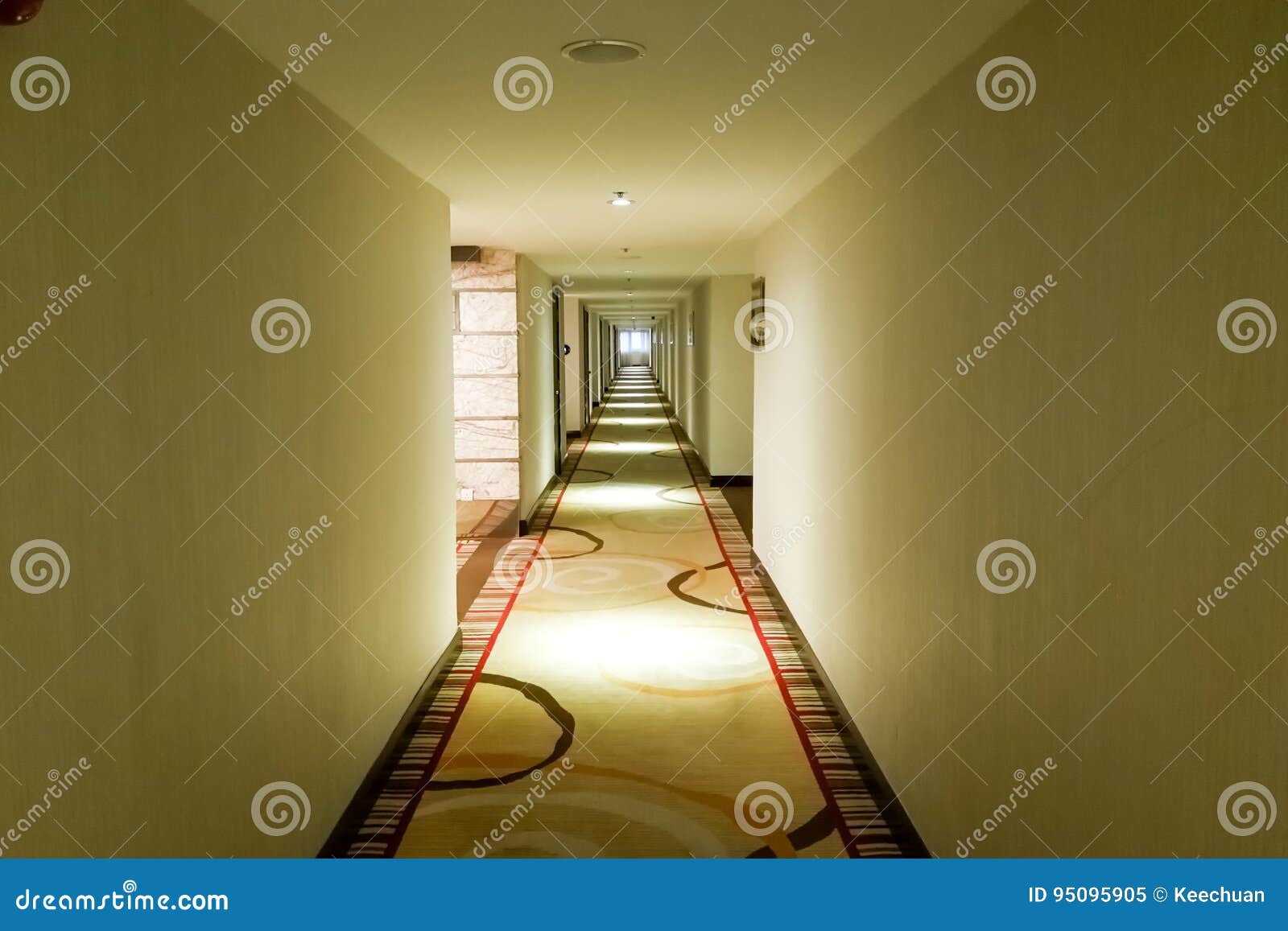 Long Dark Corridor with Light from Ceiling Stock Image - Image of ...