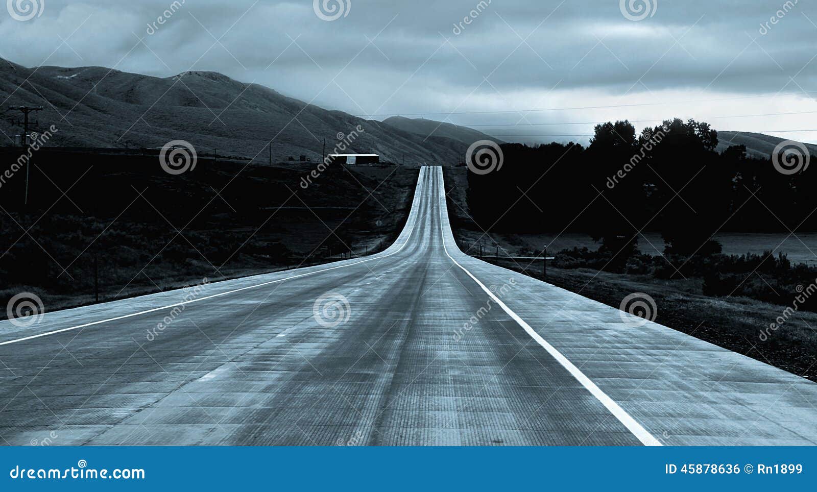 A Long Dark Stretch of Road Stock Photo - Image of highway, motorway ...