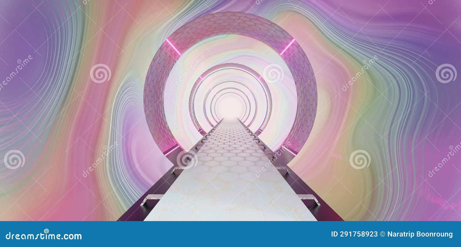 Long Dark Tunnel Pipe with Futuristic Lights Sci Fi Tunnel Hi Tech ...