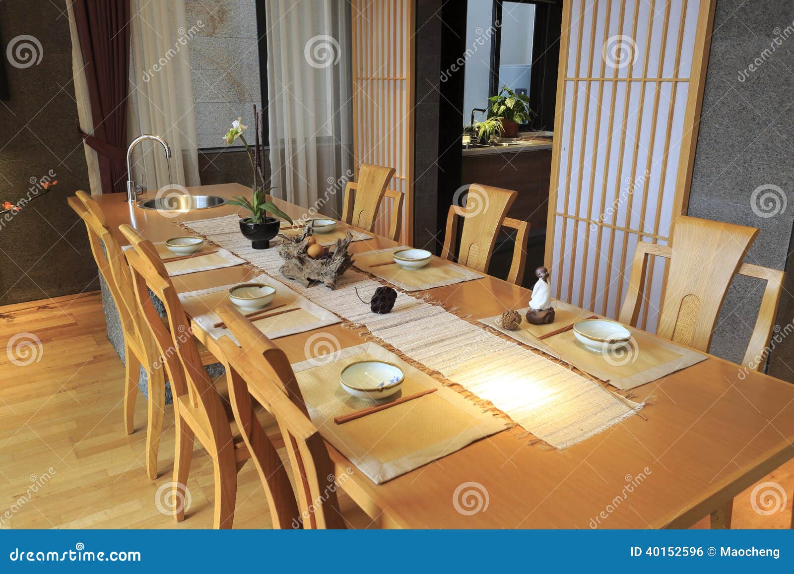 Long dining room table stock photo. Image of chopsticks - 40152596