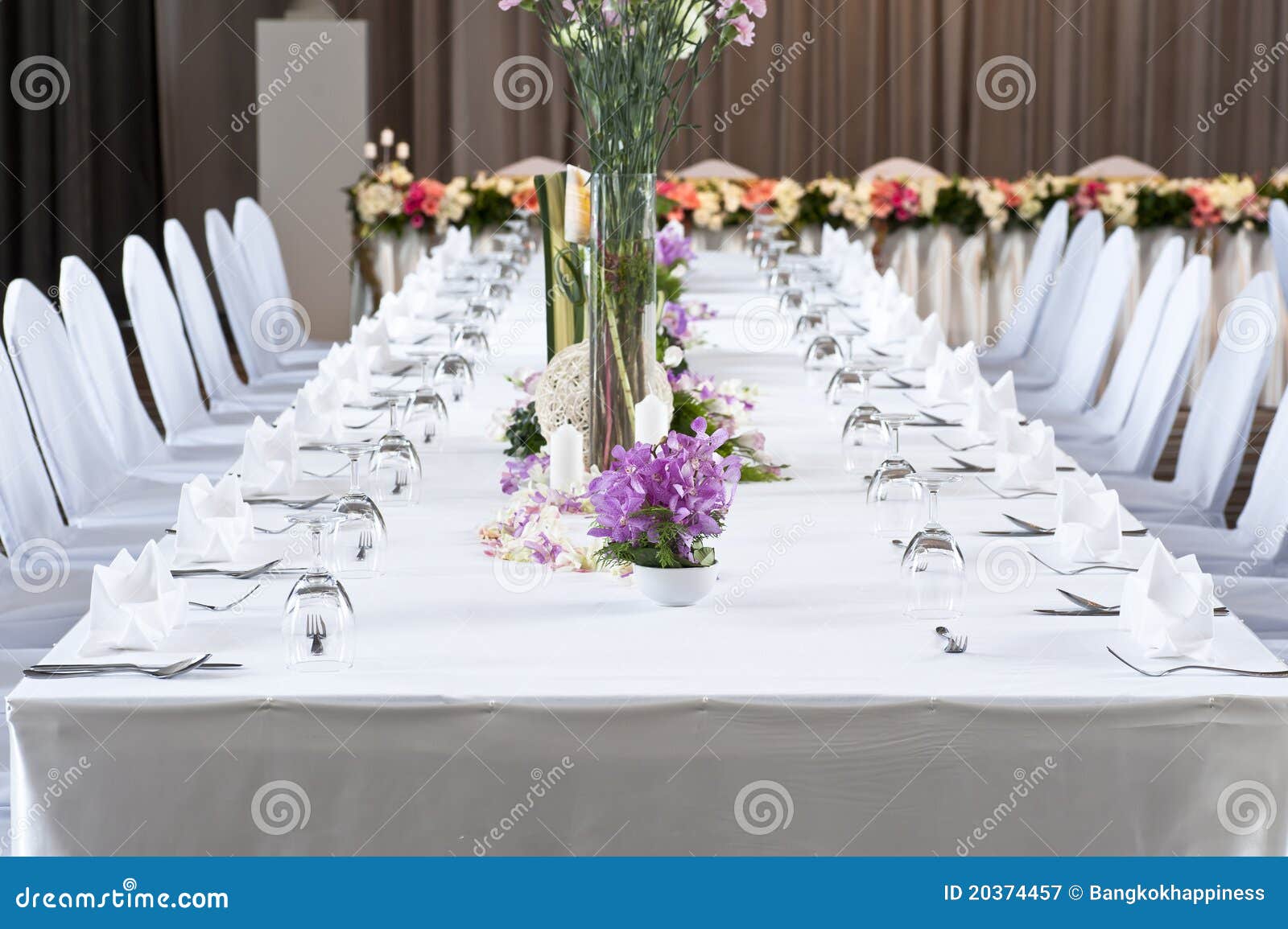 Long dinner table stock image. Image of silver, event - 20374457