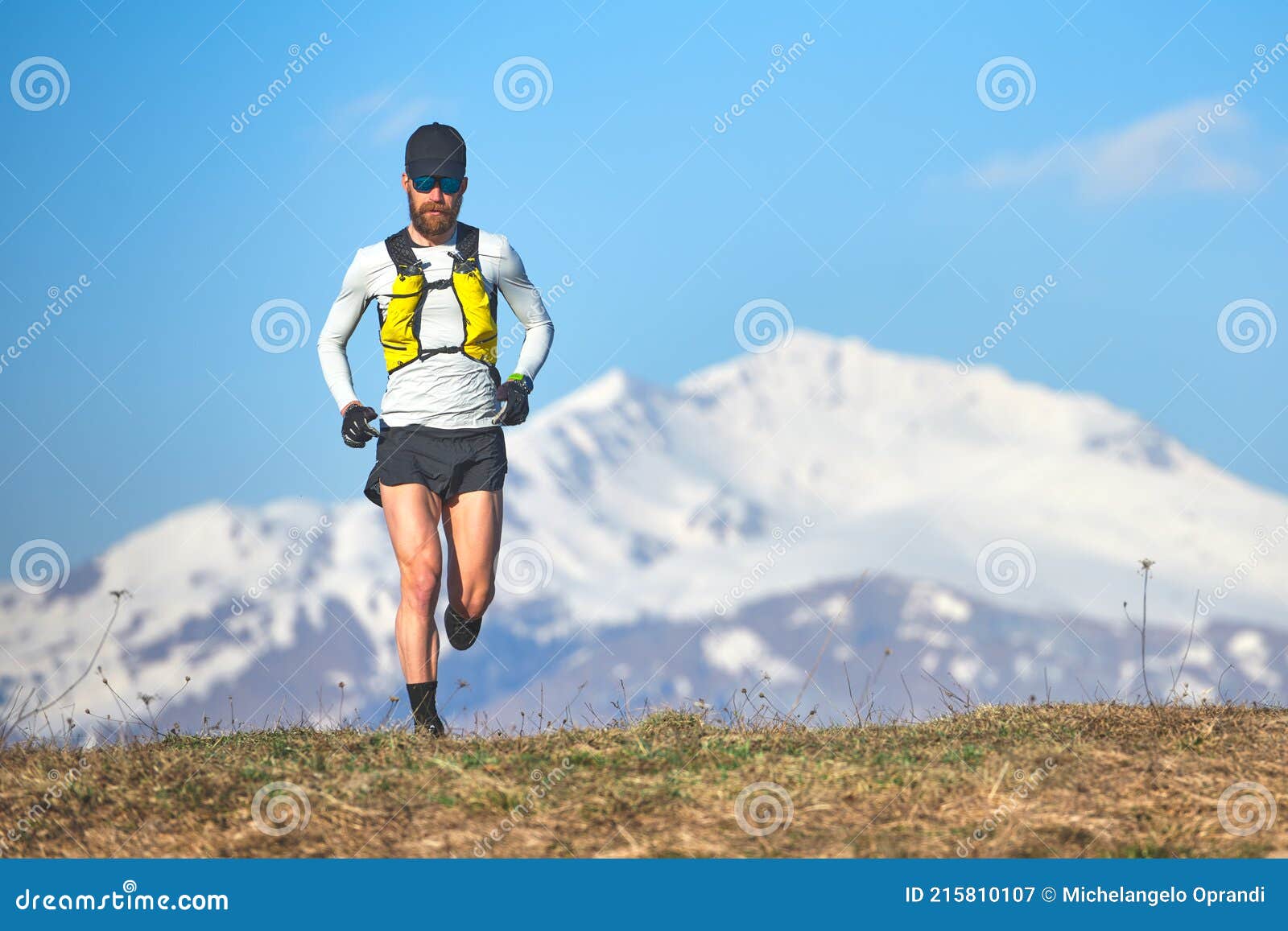 Long Distance Runner in the High Mountains Stock Image - Image of ...