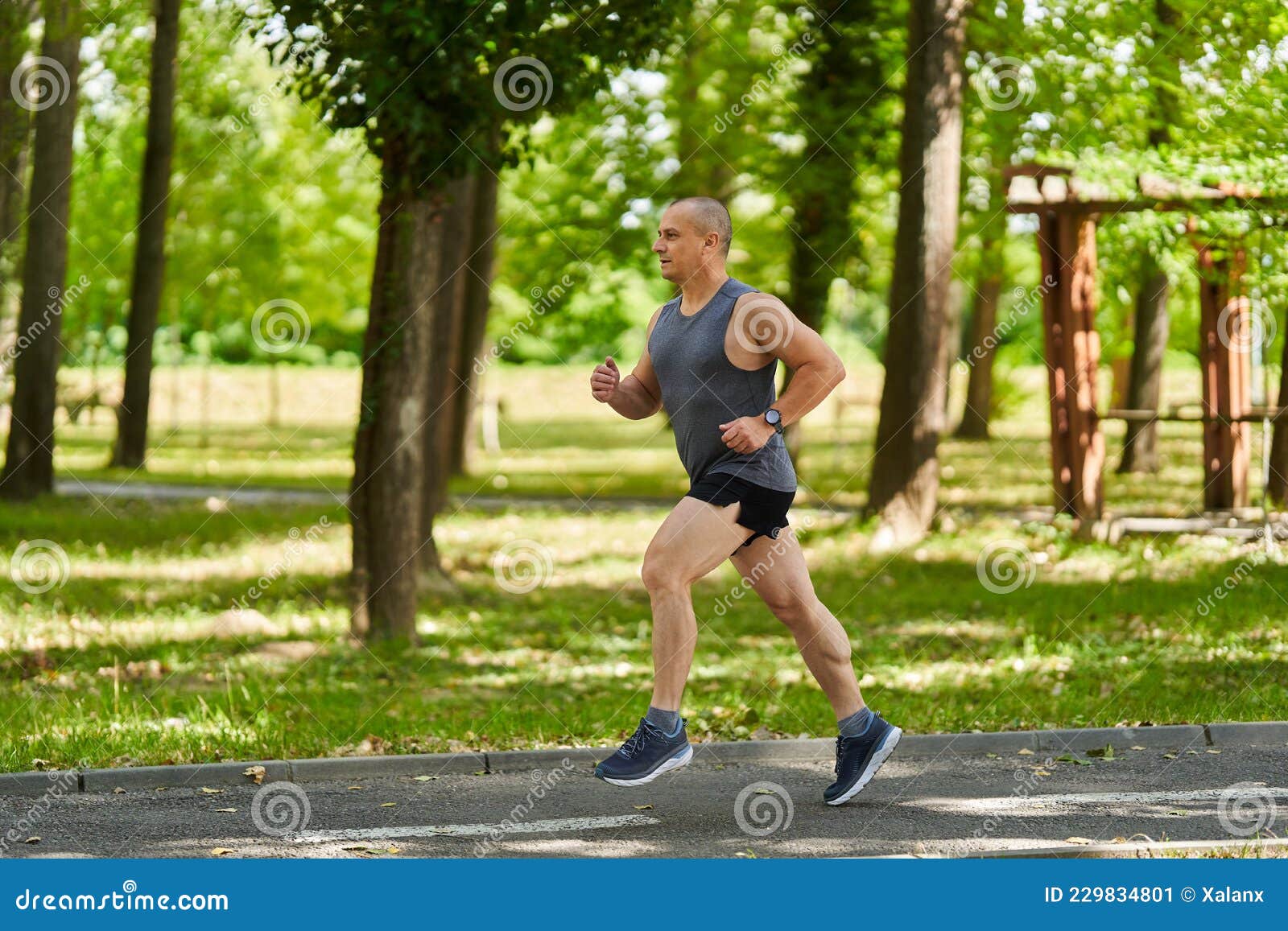 Long Distance Runner Training in the Park Stock Image - Image of male ...