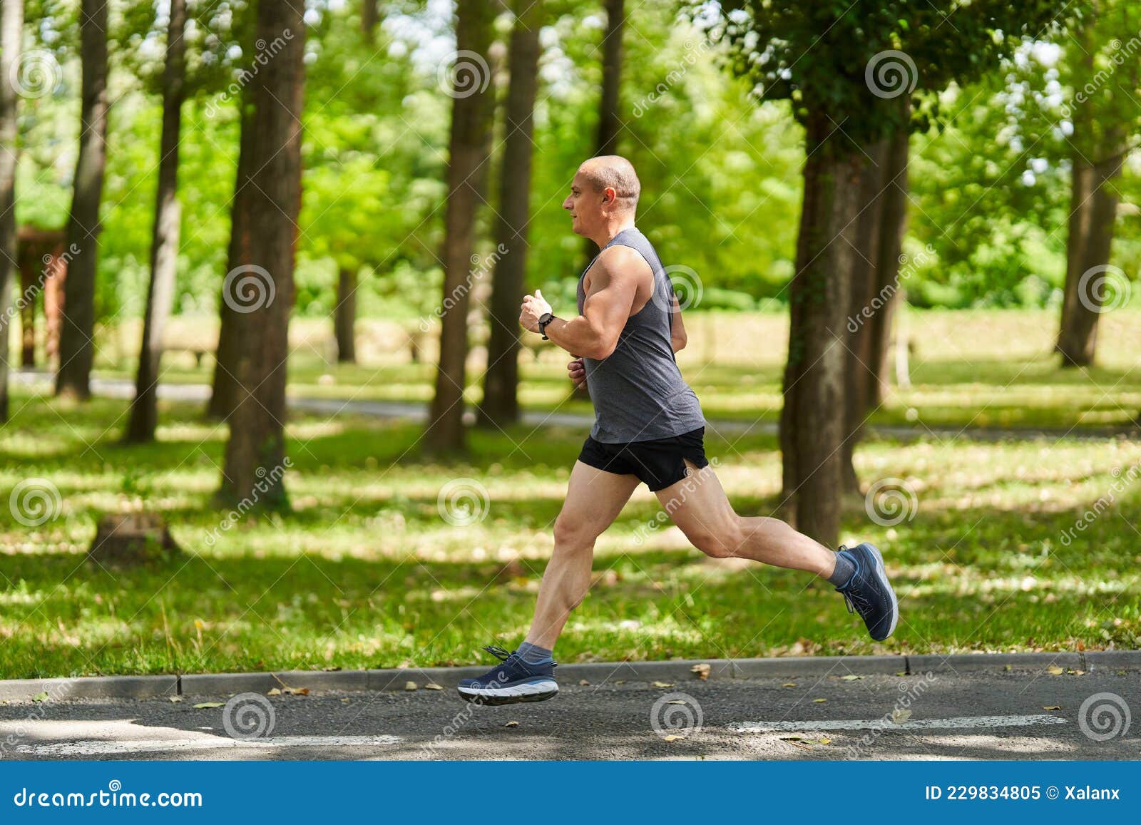 Long Distance Runner Training in the Park Stock Image - Image of grass ...