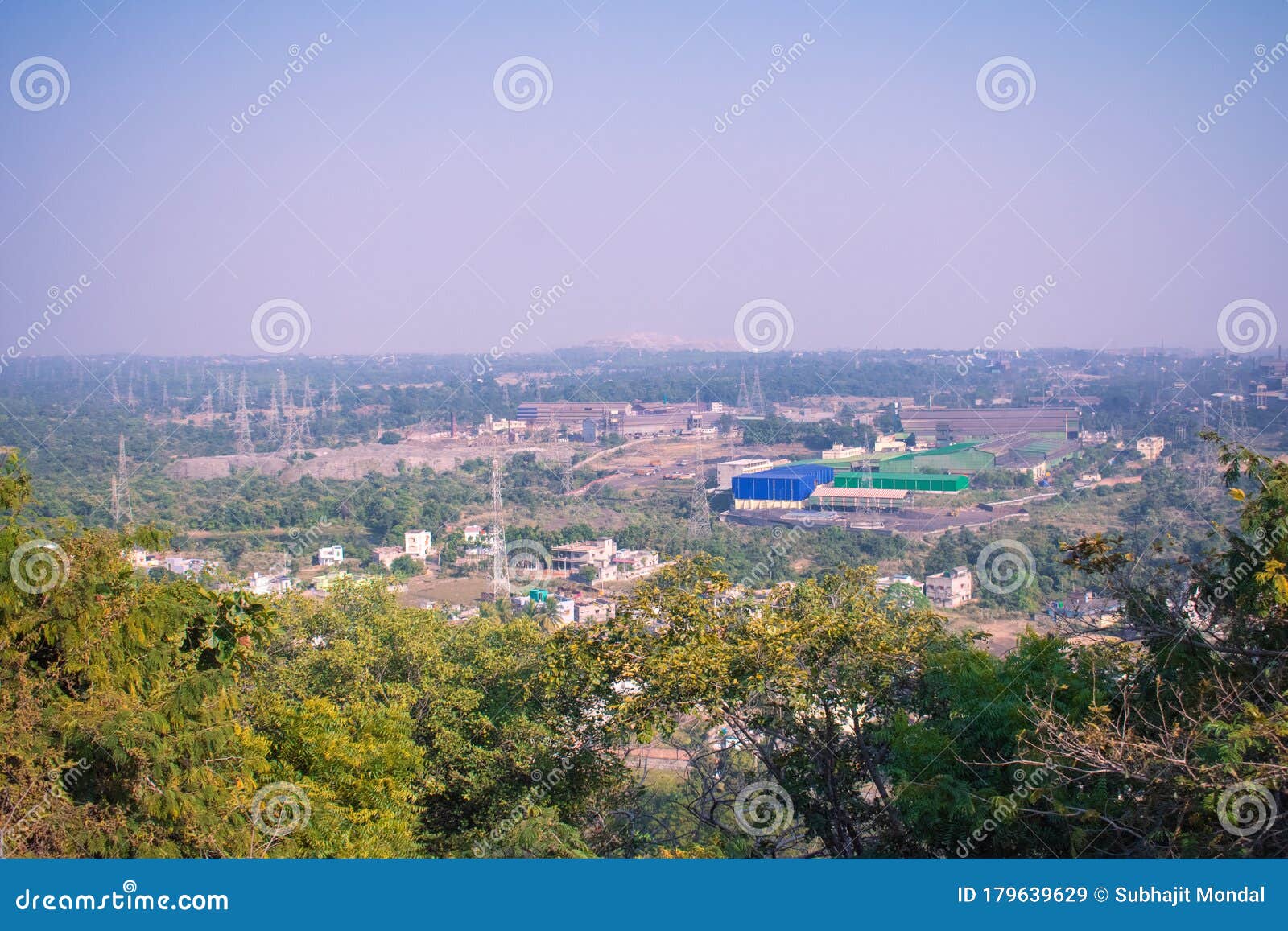 Long Distant View of a Residential Area Captured from the Top of a Hill ...
