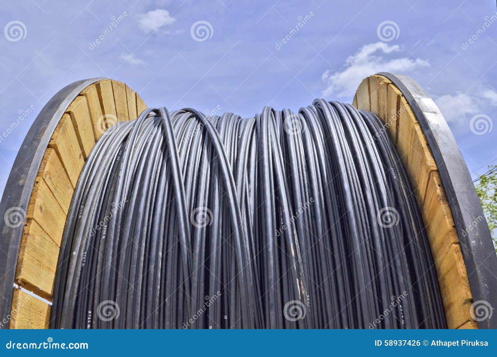 Long electric cable reel stock photo. Image of spool - 58937426