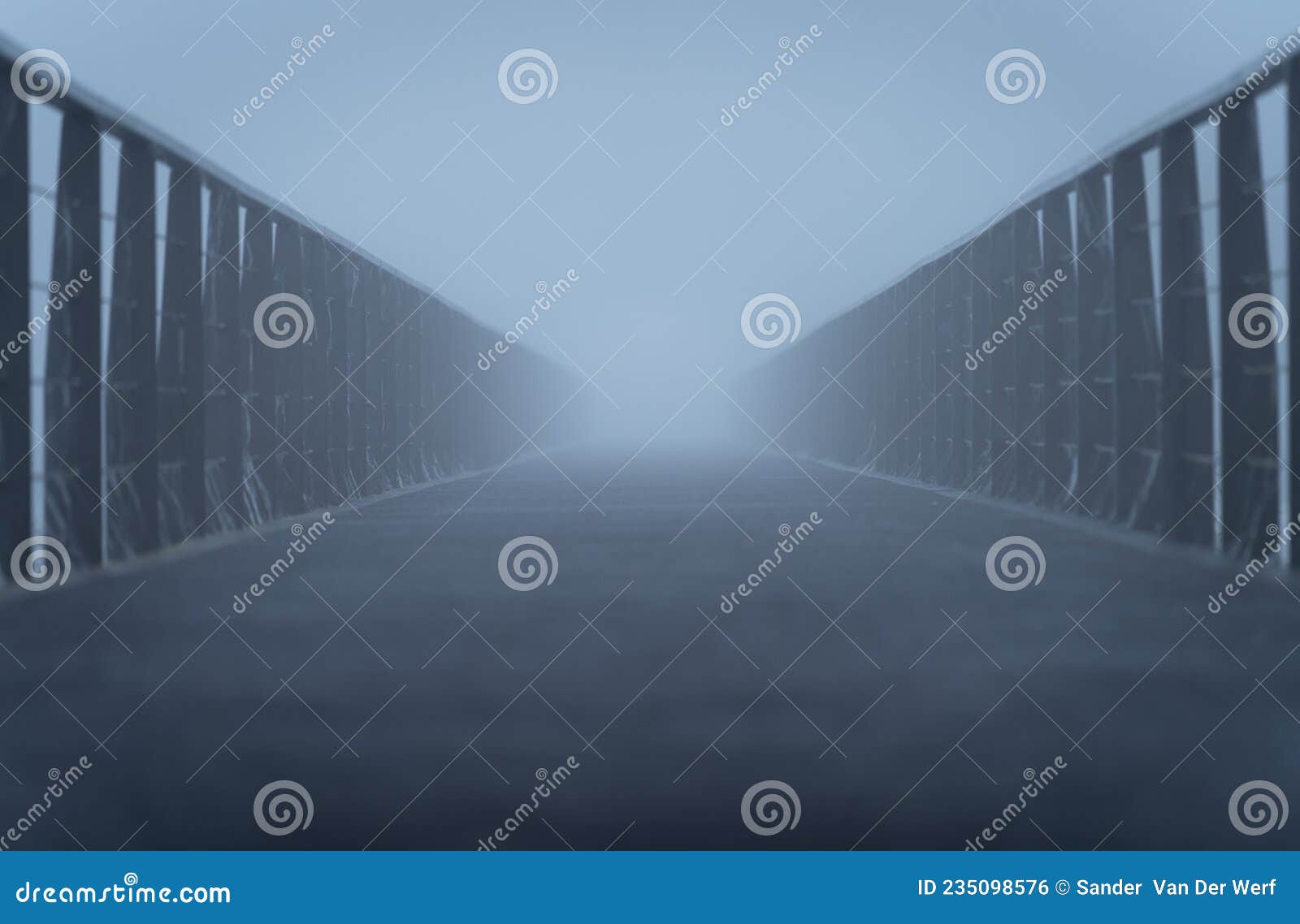 Boardwalk Disappearing into the Fog. Stock Photo - Image of despair ...