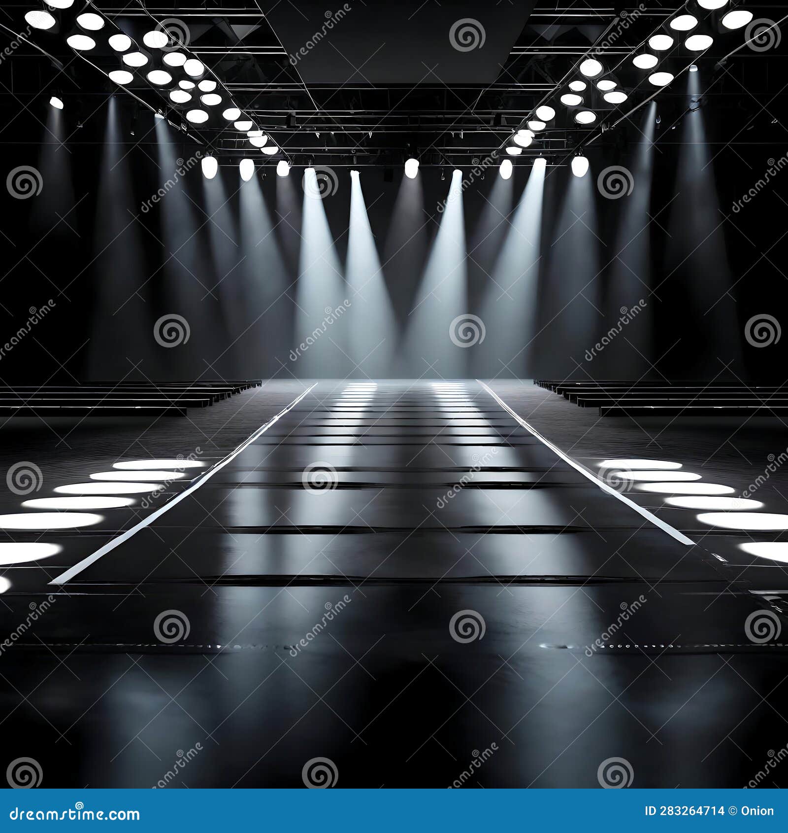 Long and Empty Catwalk with Spotlights - Ai Generated Image Stock ...