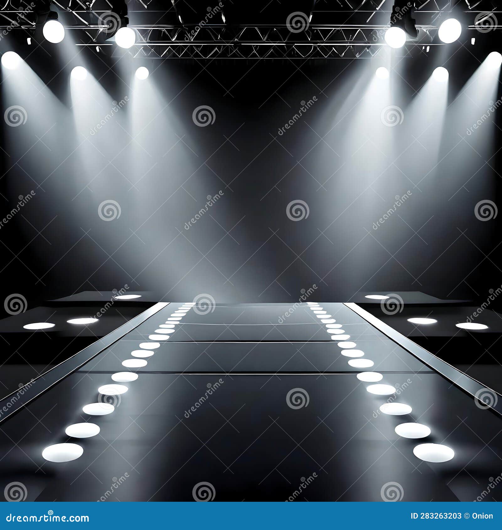 Long and Empty Catwalk with Spotlights - Ai Generated Image Stock ...