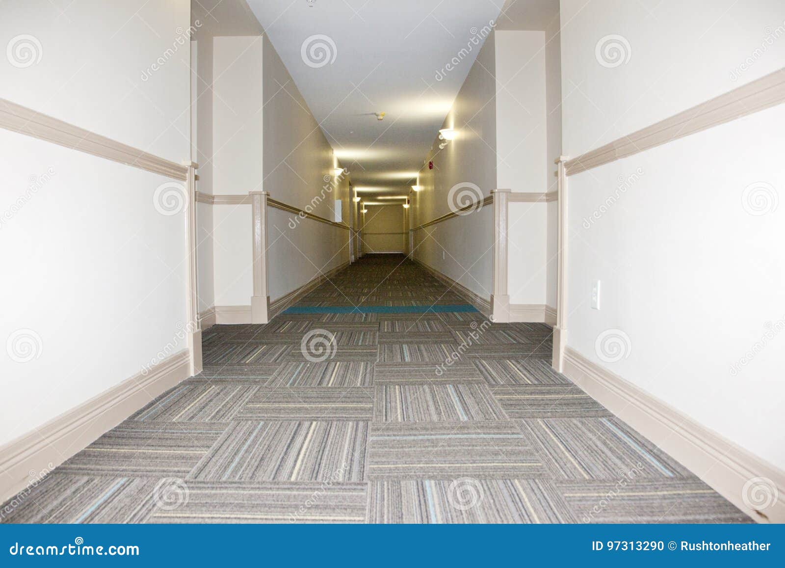 Long empty hallway stock photo. Image of beige, sqaure - 97313290