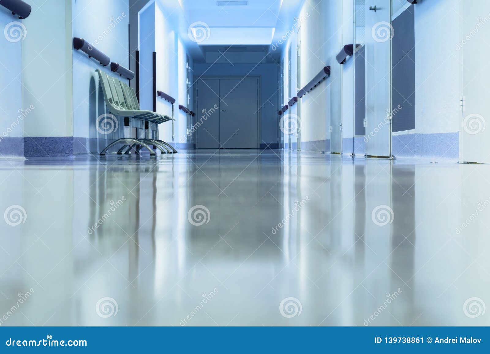Long Empty Hallway in Hospital Stock Image - Image of entrance, clean ...