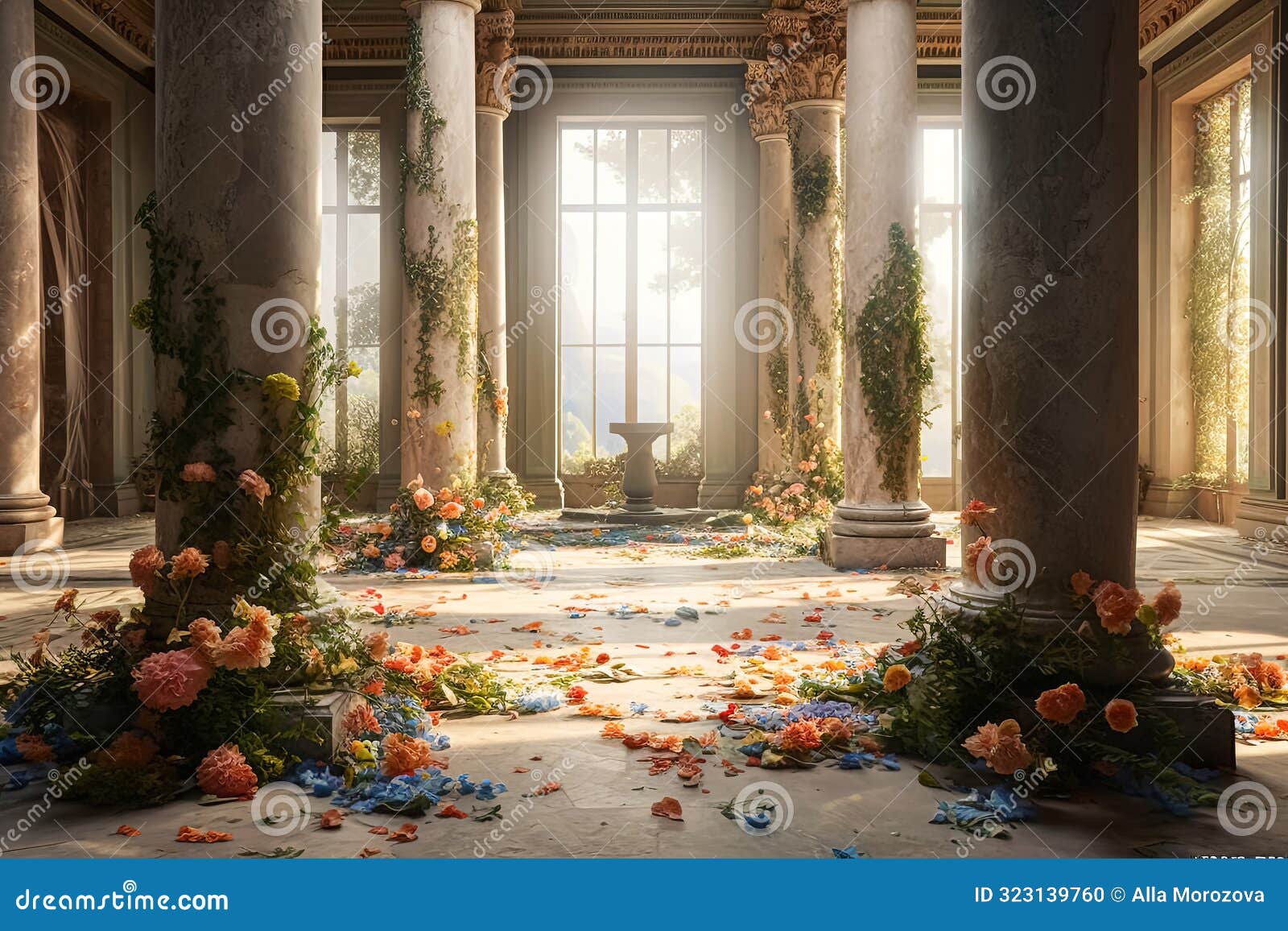 A Long, Empty Hallway with a Large Archway in the Middle. Stock Photo ...