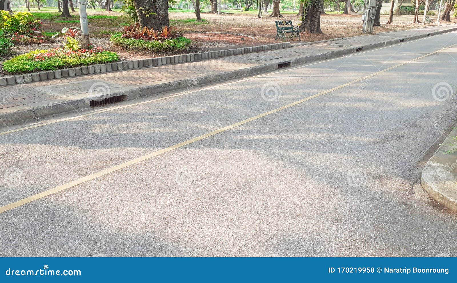 The Long and Empty Path in the Park Stock Photo - Image of garden ...