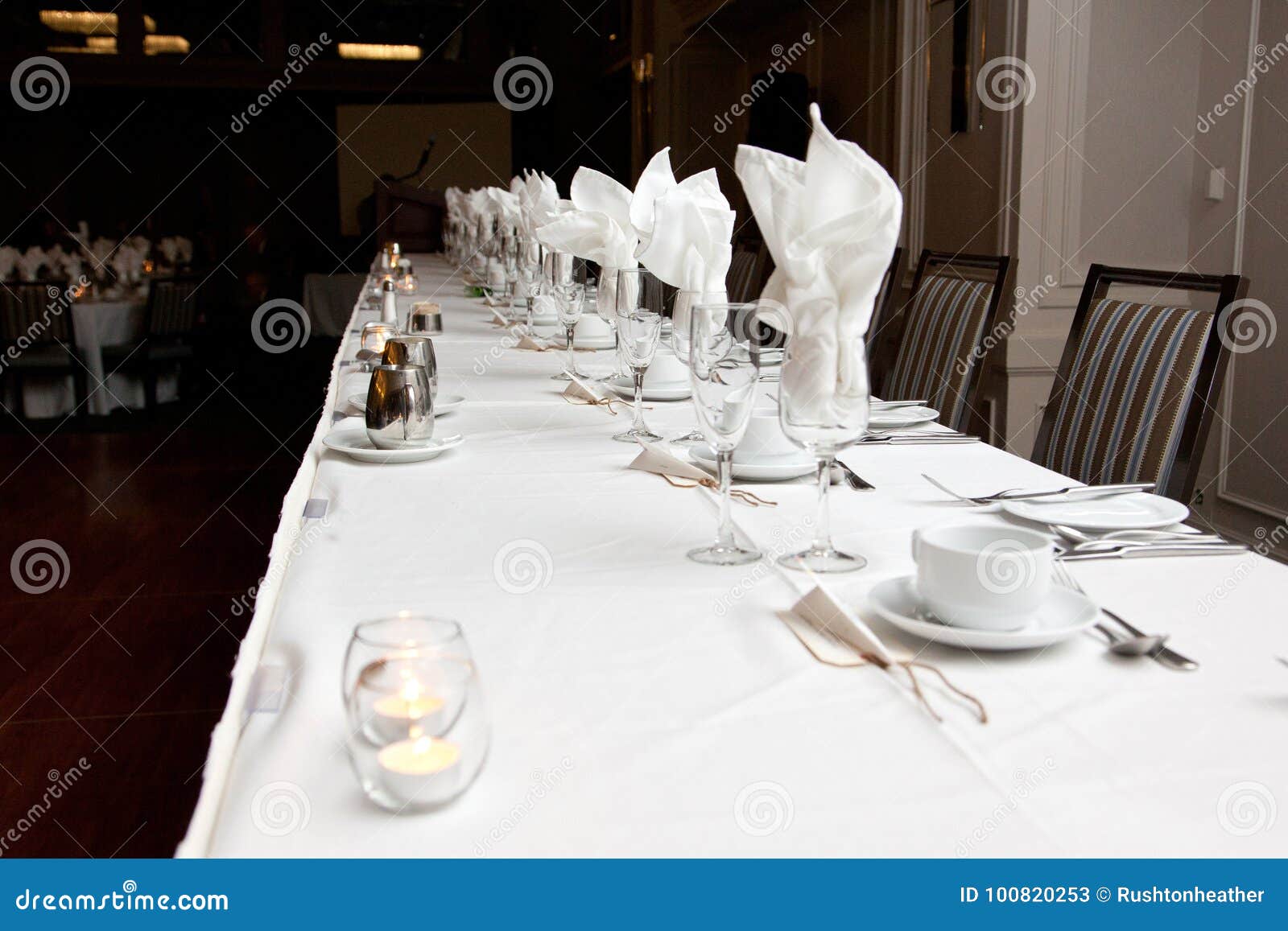 Long Empty Table for Reception or Dining Stock Image - Image of ...
