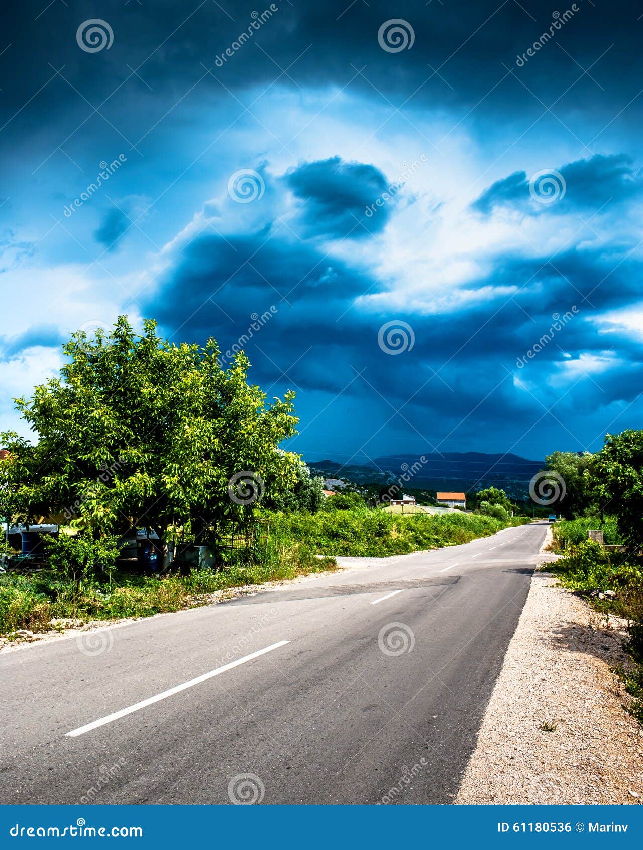 Long Endless Road in Countryside with No Traffic with Clouds Stock ...