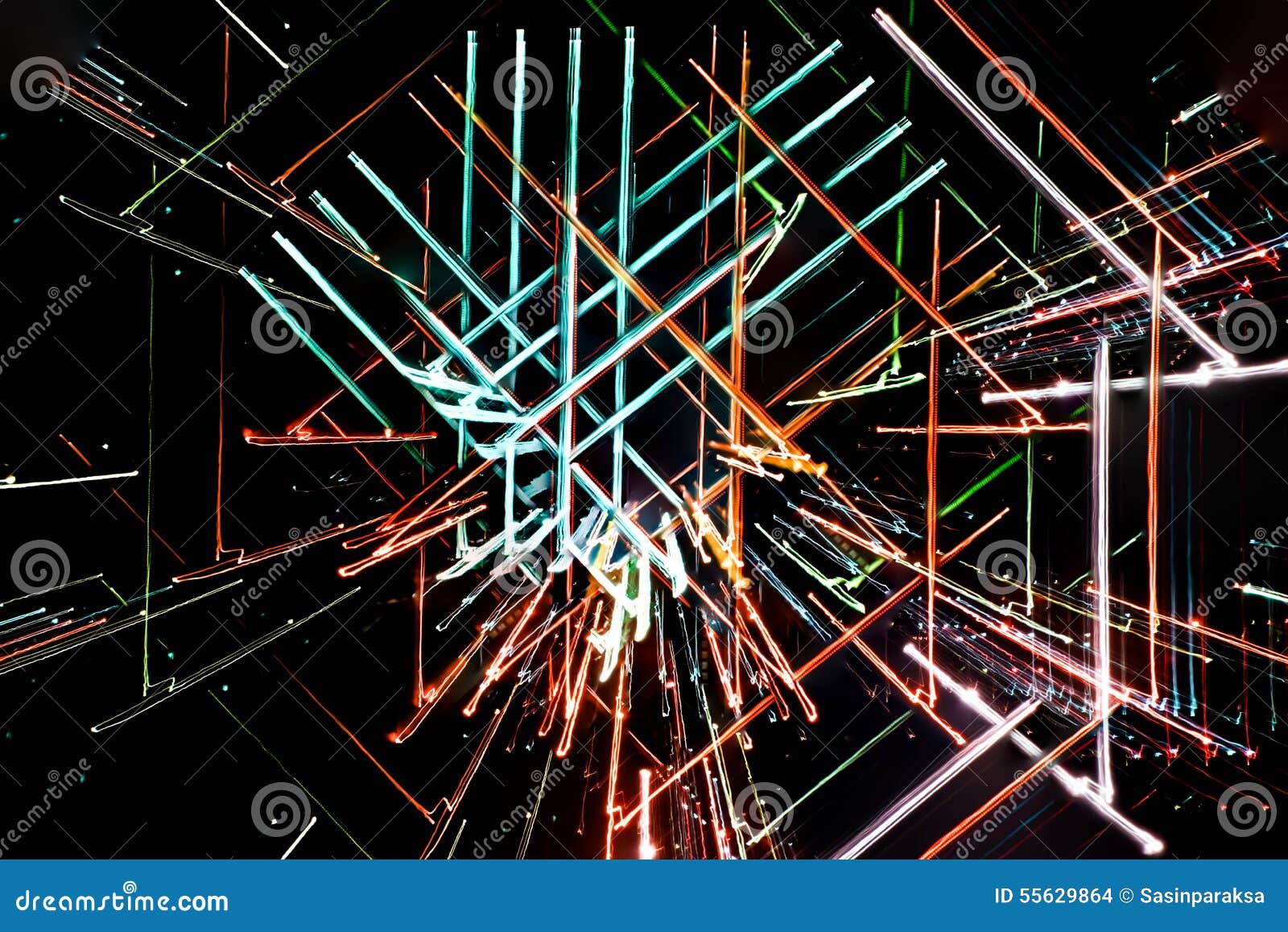 Long Exposure, Abstract Multicolored Glowing Geometric Lines Stock ...