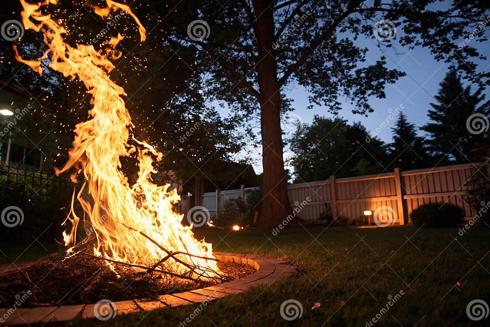 Long Exposure of Backyard Fire Stock Illustration - Illustration of ...