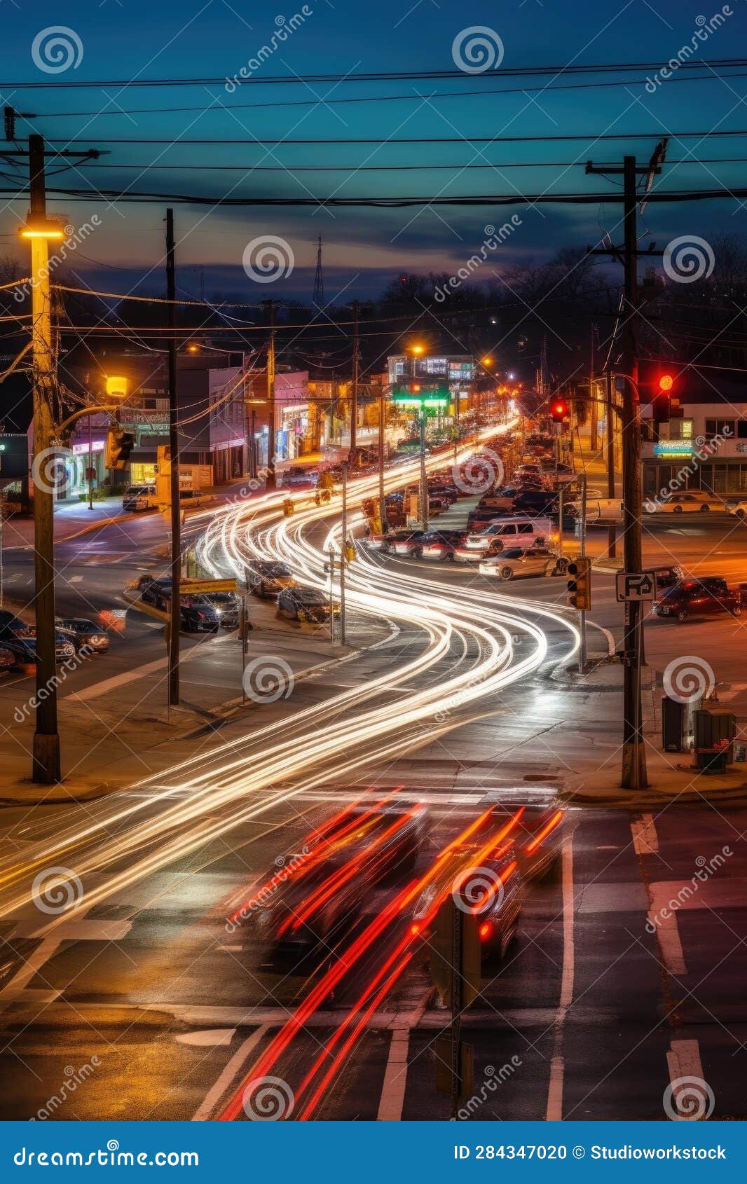 Long Exposure of Busy Community Traffic Intersection Stock Photo ...