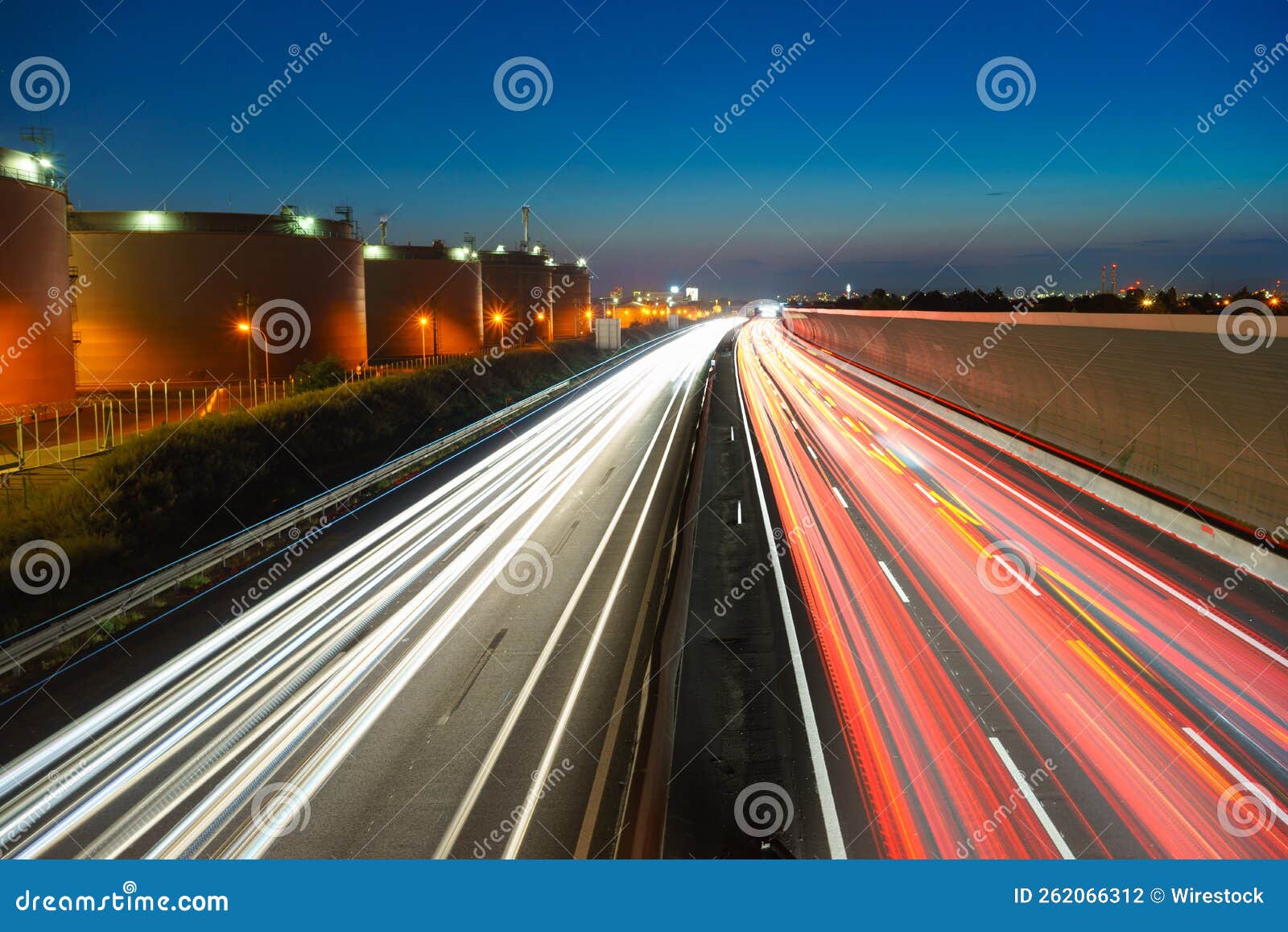 Long Exposure Car Lights on a Highway in the Evening Stock Photo ...