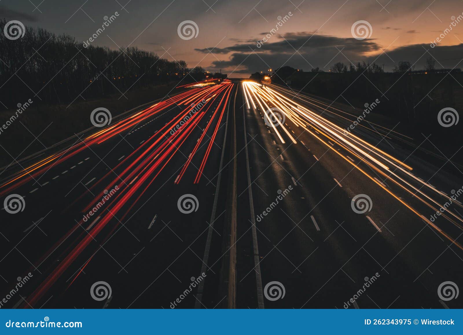 Long Exposure of Car Lights during Sunset Stock Image - Image of cloudy ...