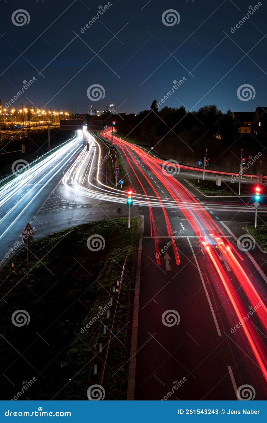 Long Exposure of Cars at a Traffic Light during Nightfall Stock Image ...
