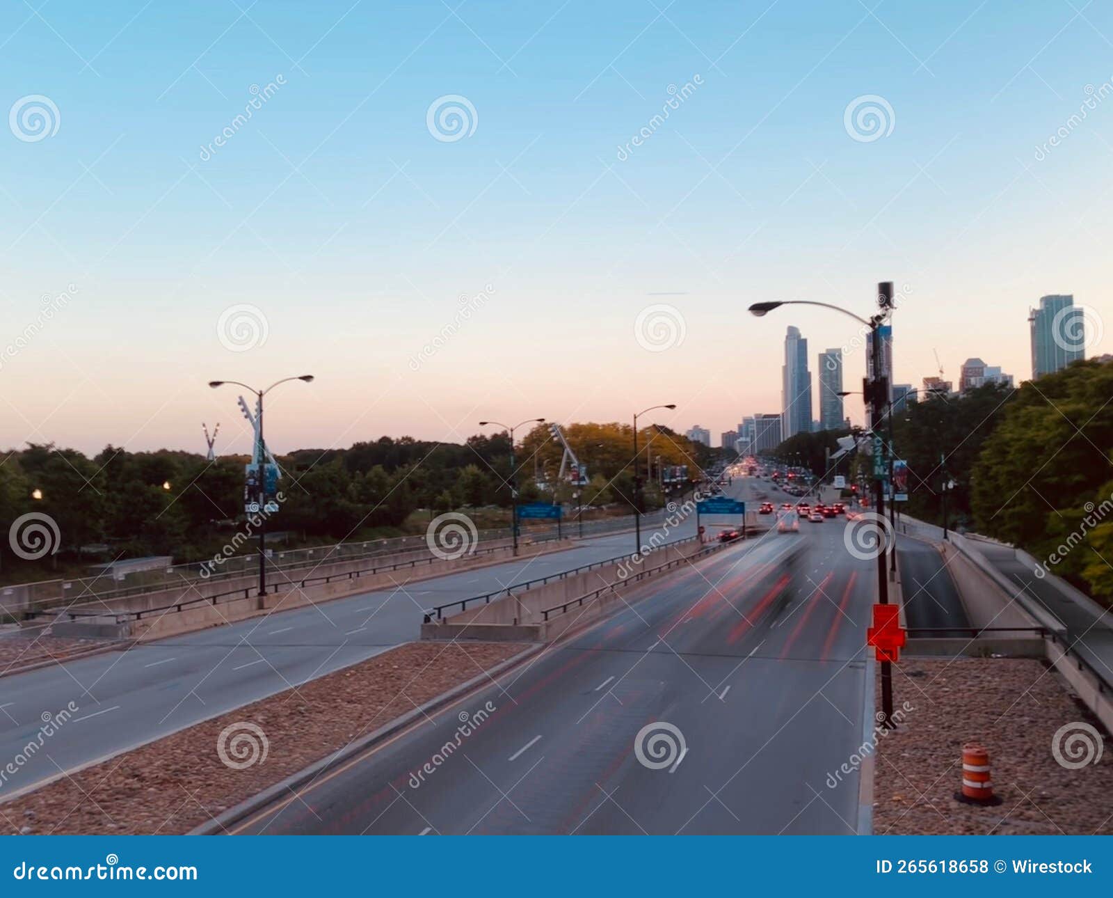 Long Exposure Chicago Road stock photo. Image of urban - 265618658
