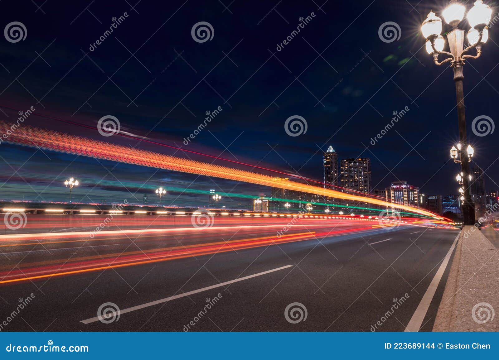 Long Exposure of City Road Night Scene Stock Photo - Image of traffic ...
