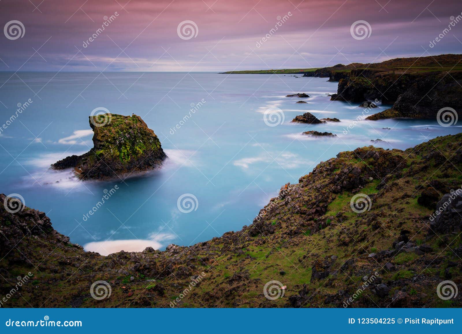 Long Exposure Cliffs and Basalt Rocks in Arnarstapi, Snaefellsnes ...
