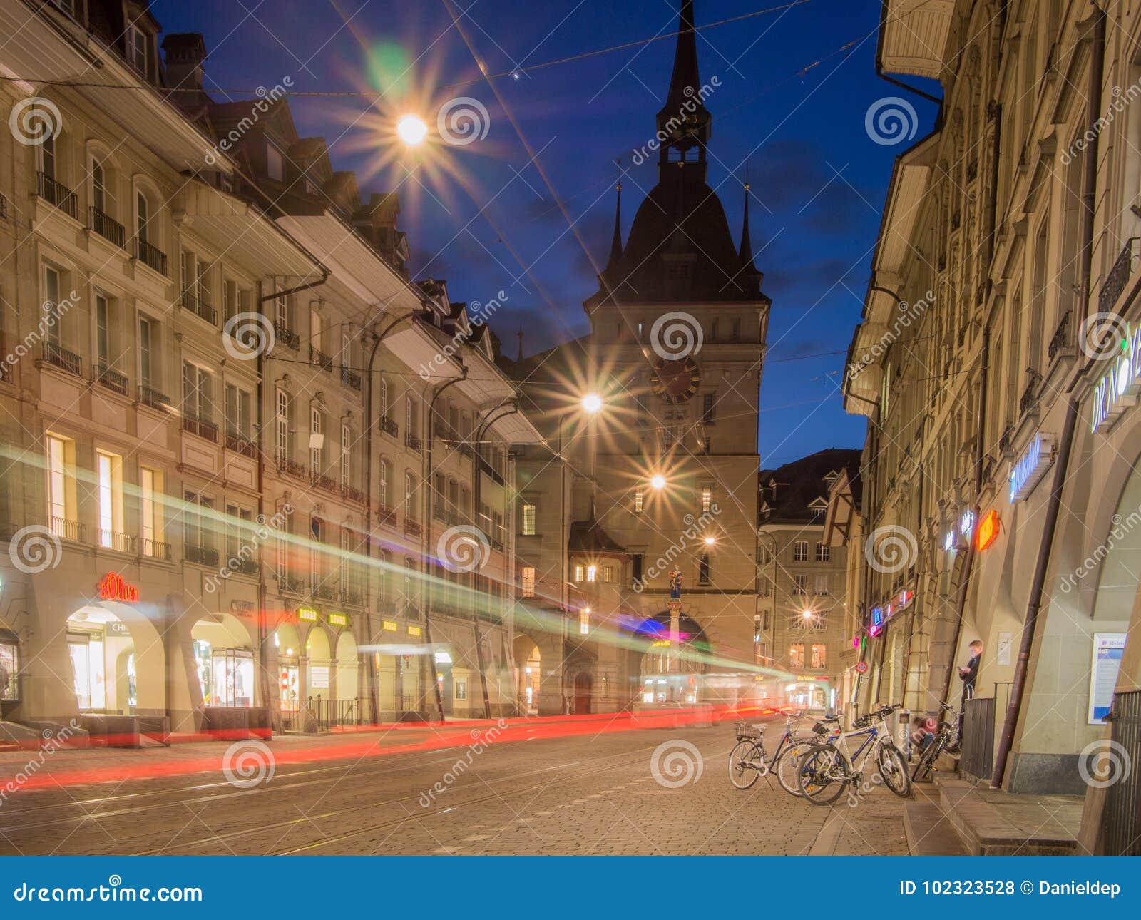 Night Shot of Clock Tower in Bern Editorial Stock Photo - Image of ...