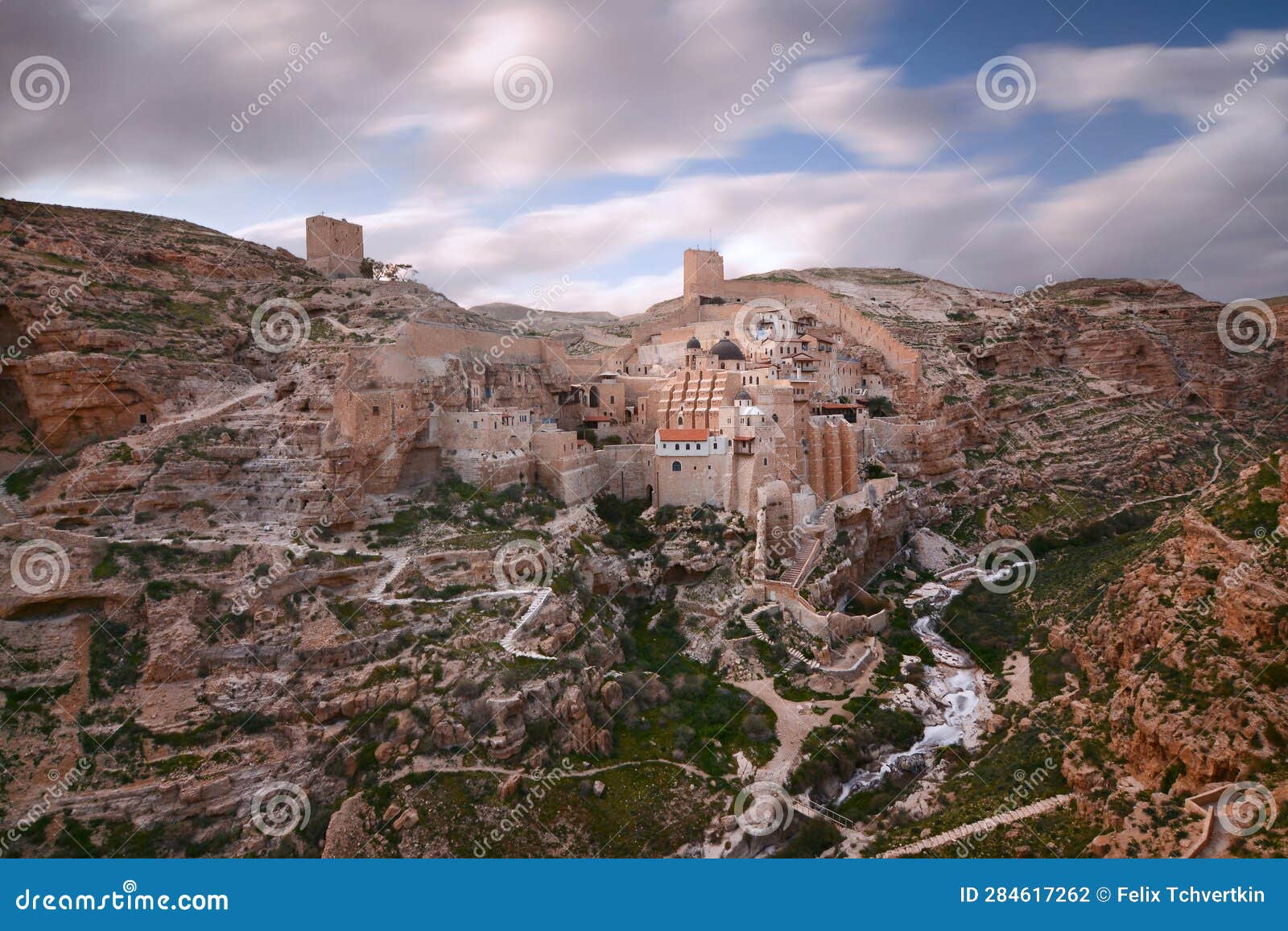 Long Exposure of Clouds and Mar Saba Monastery Stock Photo - Image of ...