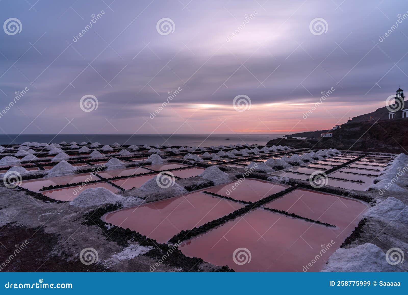 Salt Fields Near the Ocean Dramatic Sunset Stock Image - Image of ...