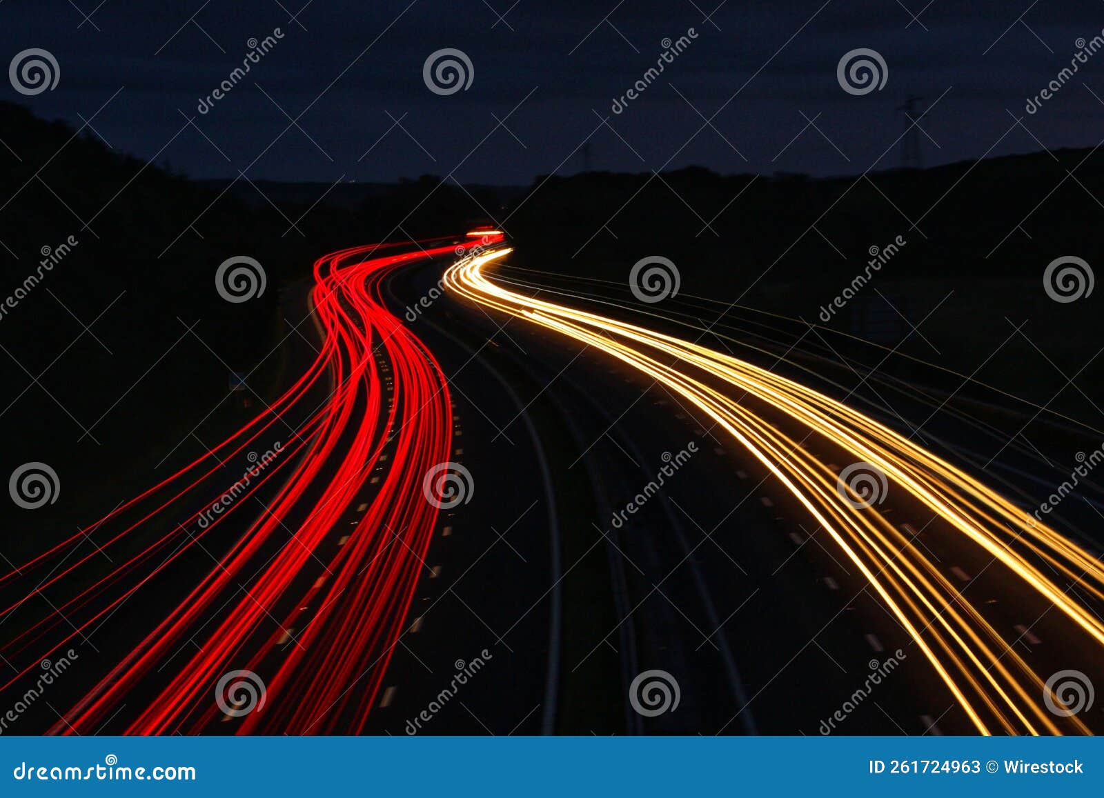 Long Exposure of Driving Car Lights on Highways in a Dark Stock Image ...