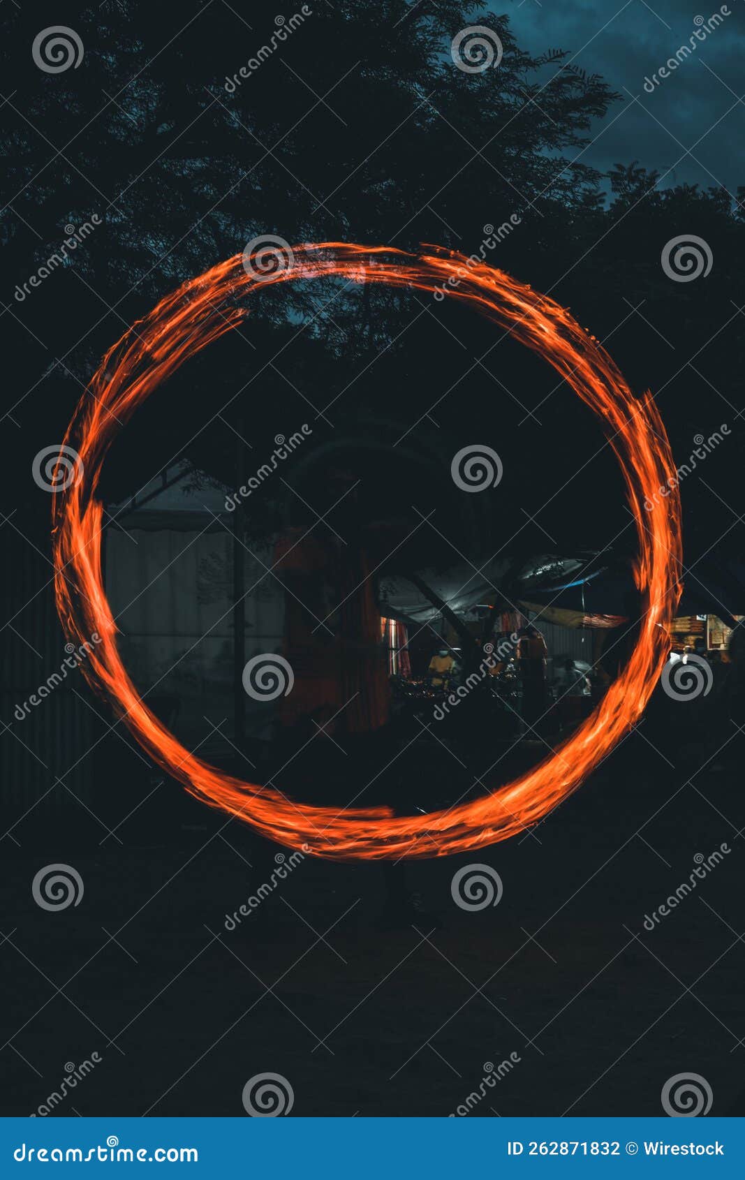 Long Exposure of Fire Dancers with Dark Background Stock Photo - Image ...