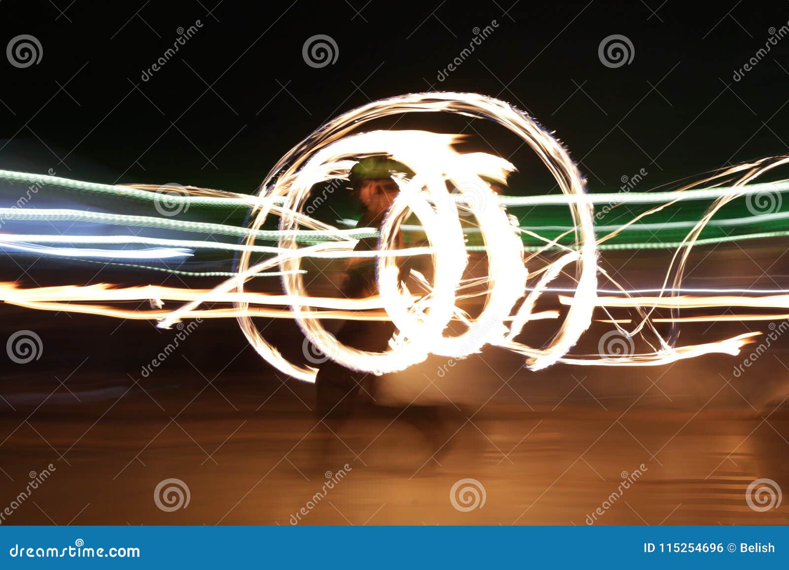 Long exposure fire show stock photo. Image of blaze - 115254696