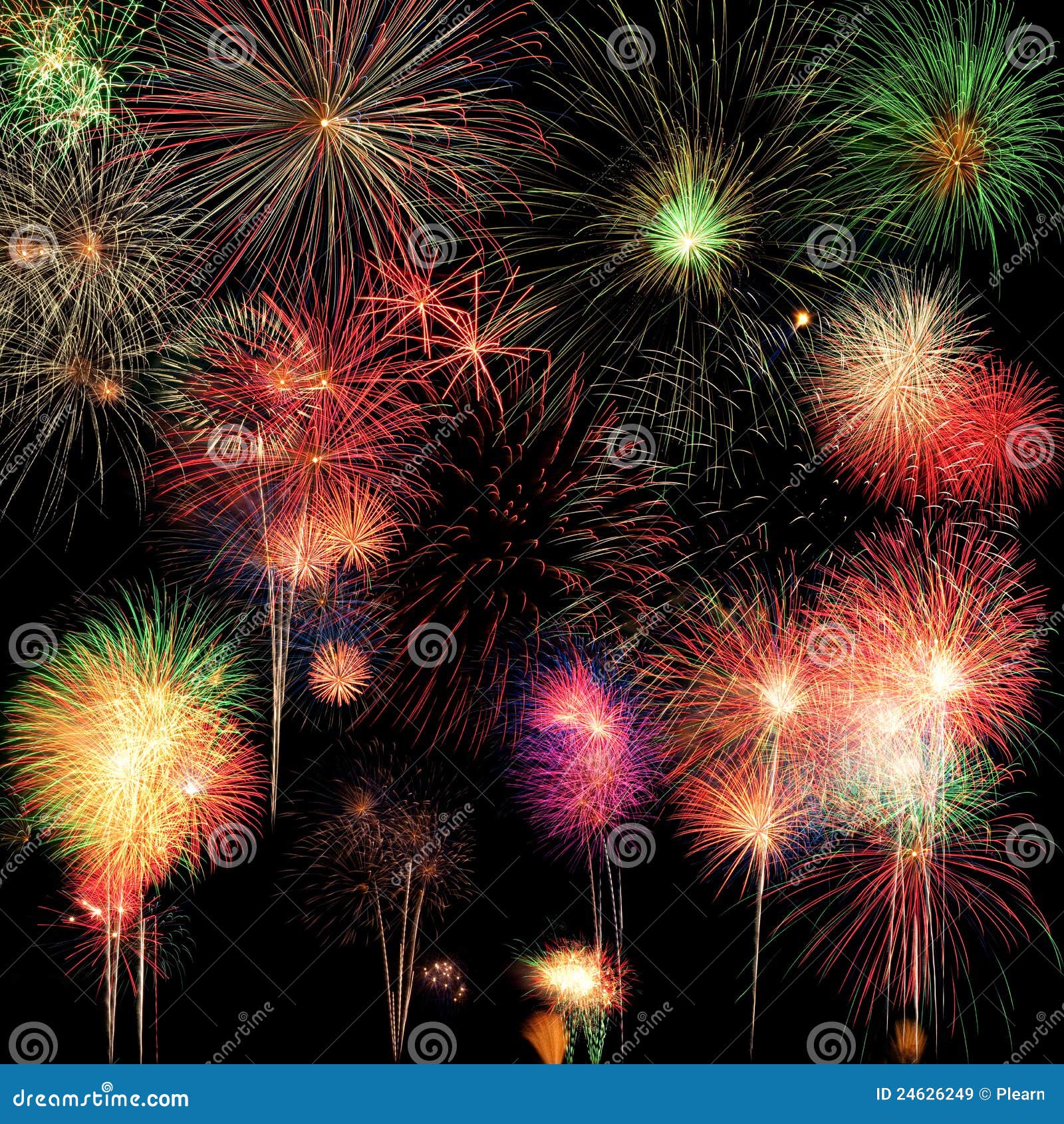 Long Exposure of Fireworks Background Stock Image - Image of black ...