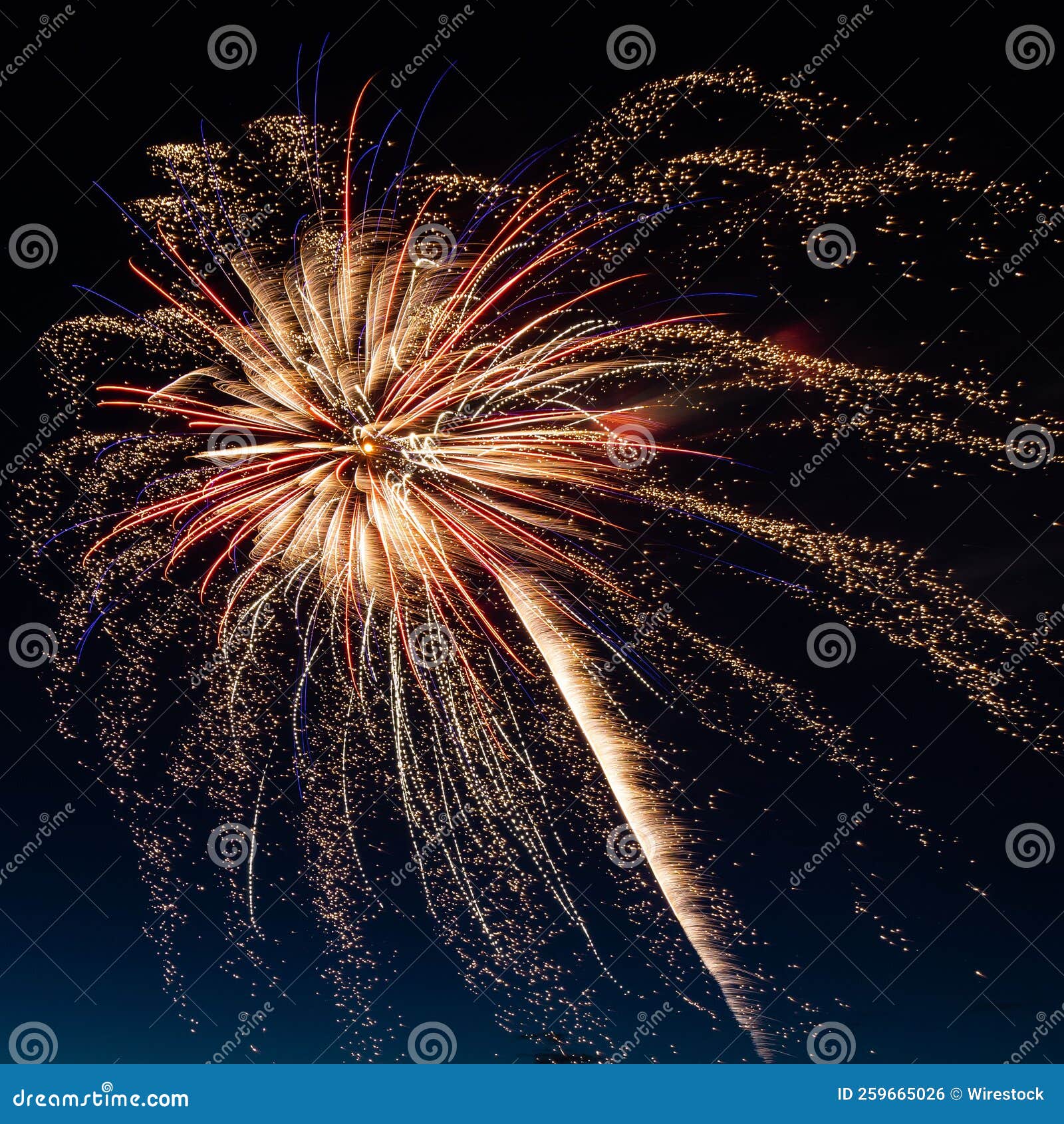 Long Exposure of Fireworks in the Dark Sky Stock Photo - Image of ...