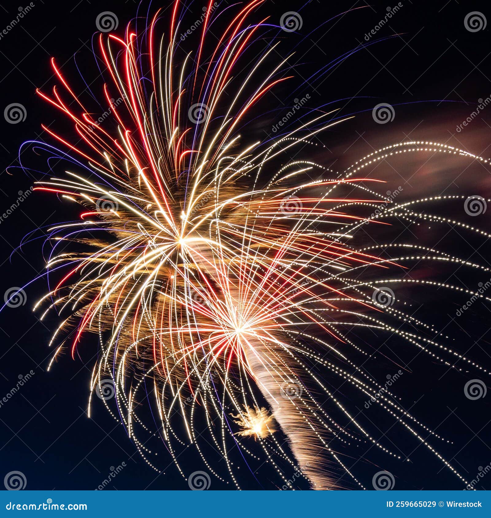 Long Exposure of Fireworks in the Dark Sky Stock Image - Image of ...