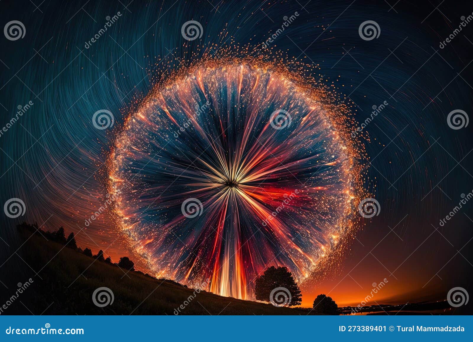 Long-exposure Fireworks on July 4 Were Beautiful Stock Illustration ...