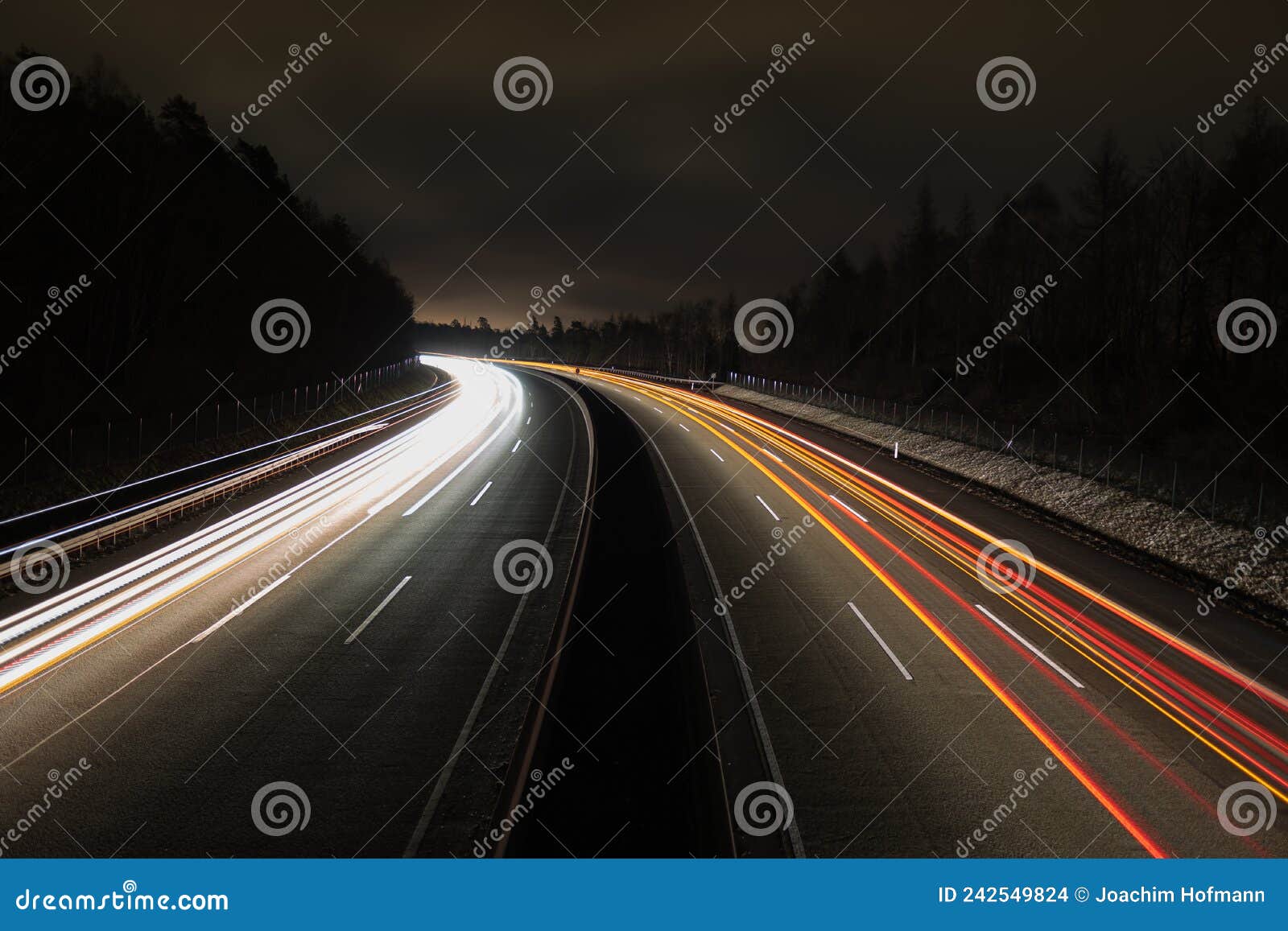 Long Exposure of a German Autobahn at Night Stock Photo - Image of blur ...