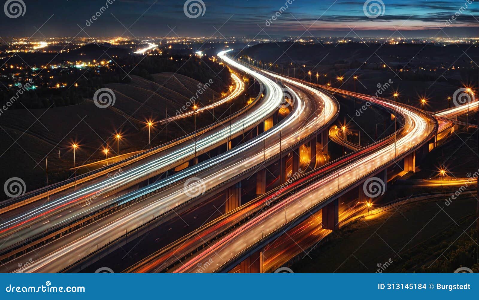 Long Exposure of a Highway Connecting Cities and Countries Stock ...