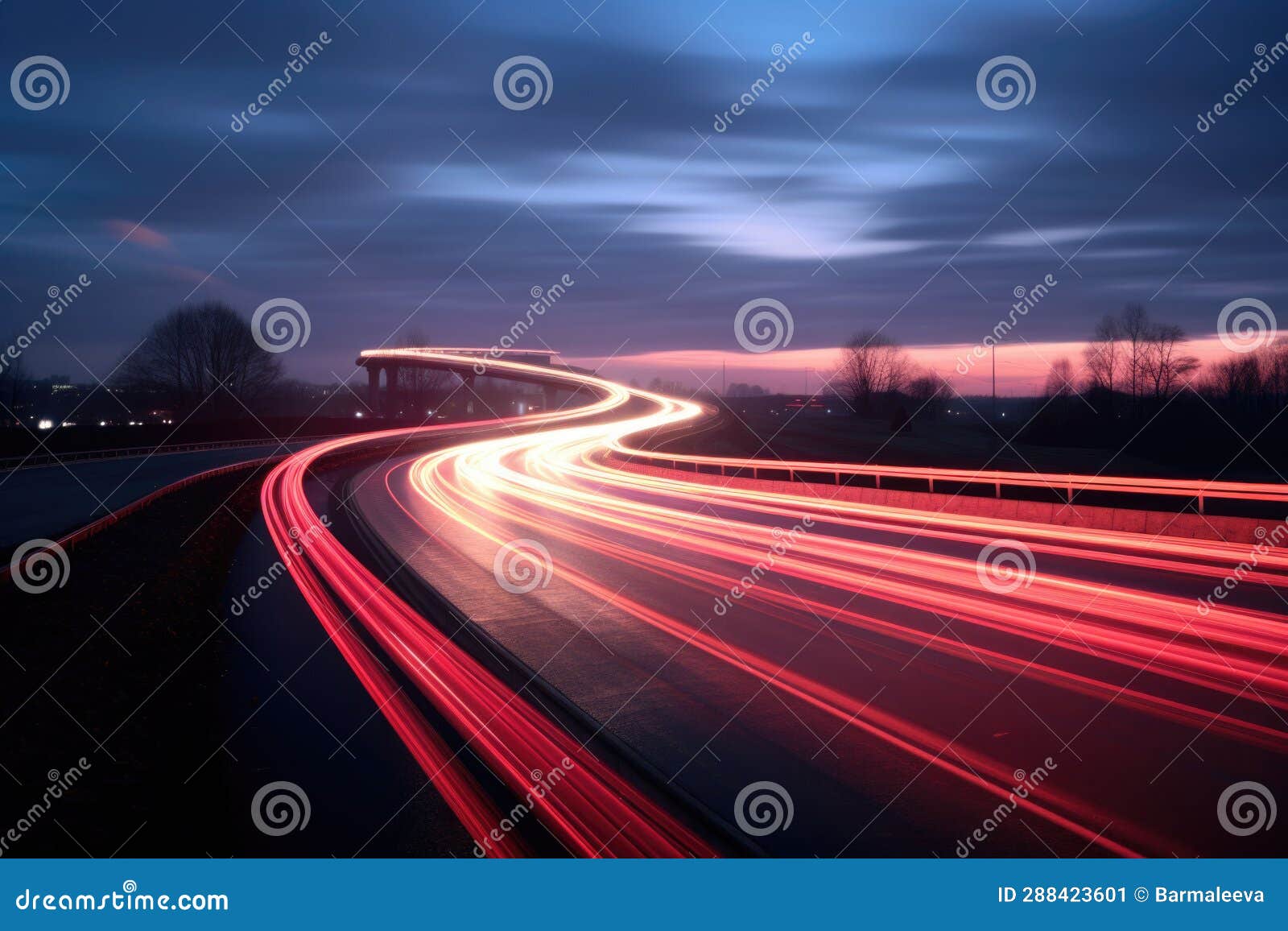 Long Exposure Highway Lights. AI Generated Stock Illustration ...