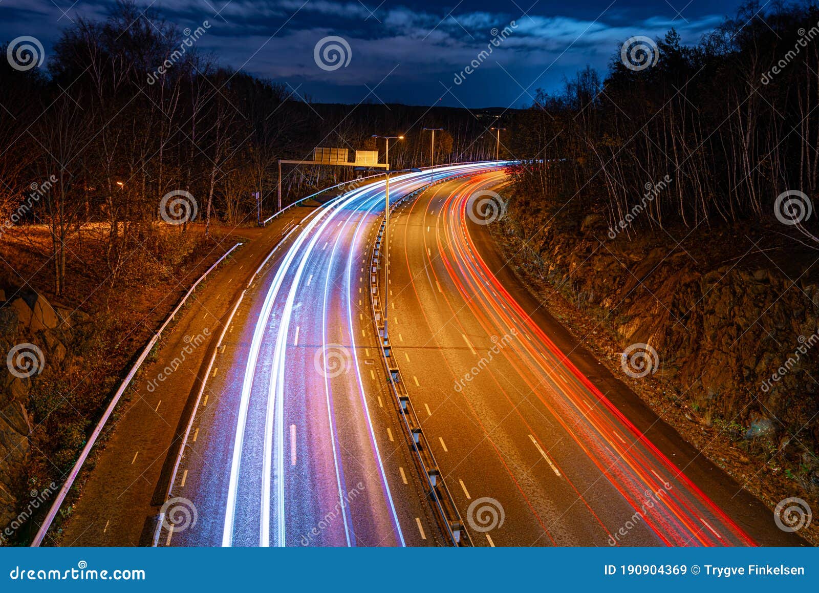 Long Exposure of Highway Traffic at Night Stock Image - Image of ...