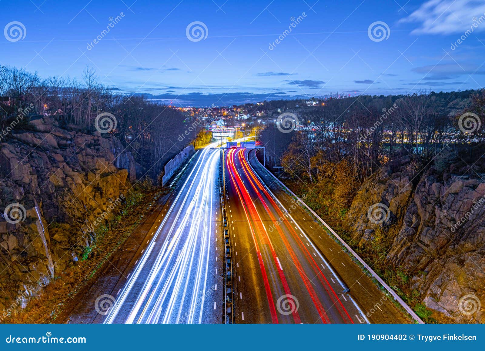 Long Exposure of Highway Traffic at Night Stock Photo - Image of ...